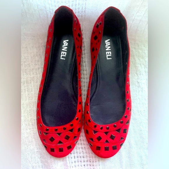 Vaneli | Shoes | Vaneli Cranberry Red Flats Loafers Suede With Metal ...